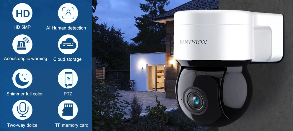 WIFI IP камера с бионическим объективом 5MP Starlight Horizon